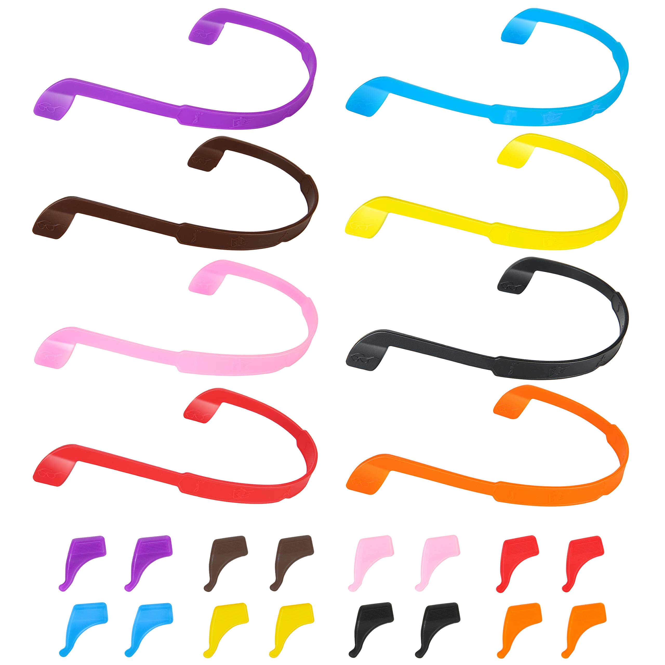 8 Pack Glasses Strap, Kids Eyeglasses Sunglasses Strap Glasses Band Holder Eyewear Retainer, Silicone Elastic Sports Toddlers Glasses Strap with Ear Grip Hooks, 8 Colors