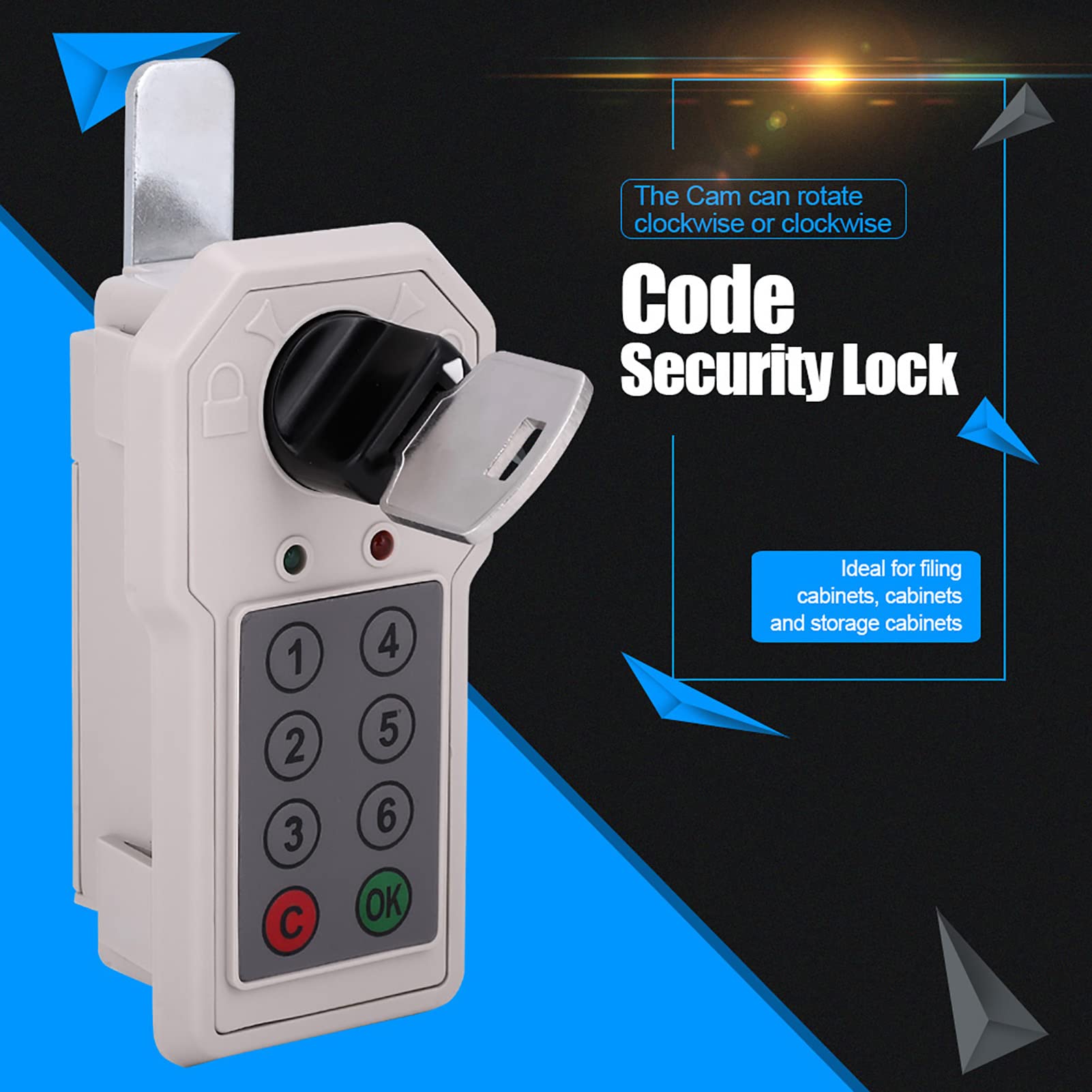 6 Digital Code Combination Cabinet Cam Lock,Password Safe Lock with Keys for Door Cabinet Drawer