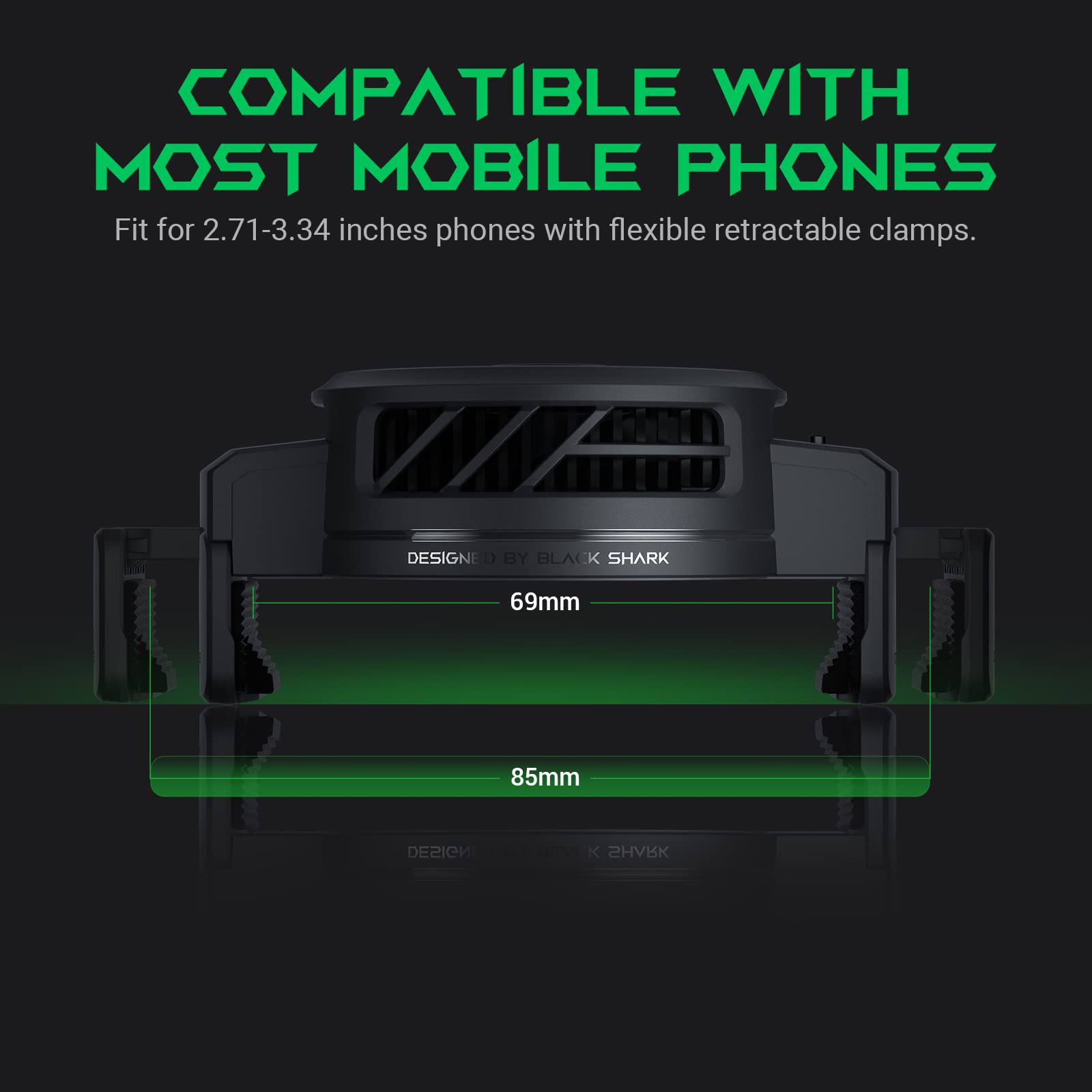 Cell Phone Cooler Black Shark Fun Cooler 2Pro, Cellphone Radiator with LED Temperature Display/Sleep Timer/Fan Speed Settings for 2.63-3.46 inches iOS/Android Semiconductor Heatsink Cooling