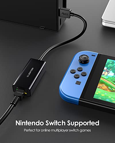 LENTION USB 3.0 Type A to Gigabit Ethernet Adapter, USB A to 1000M RJ45 Wired LAN Network Connector Compatible with Nintendo Switch, Mac OS, Windows, Linux, Stable Driver Certified (CB-HU404GE, Black)