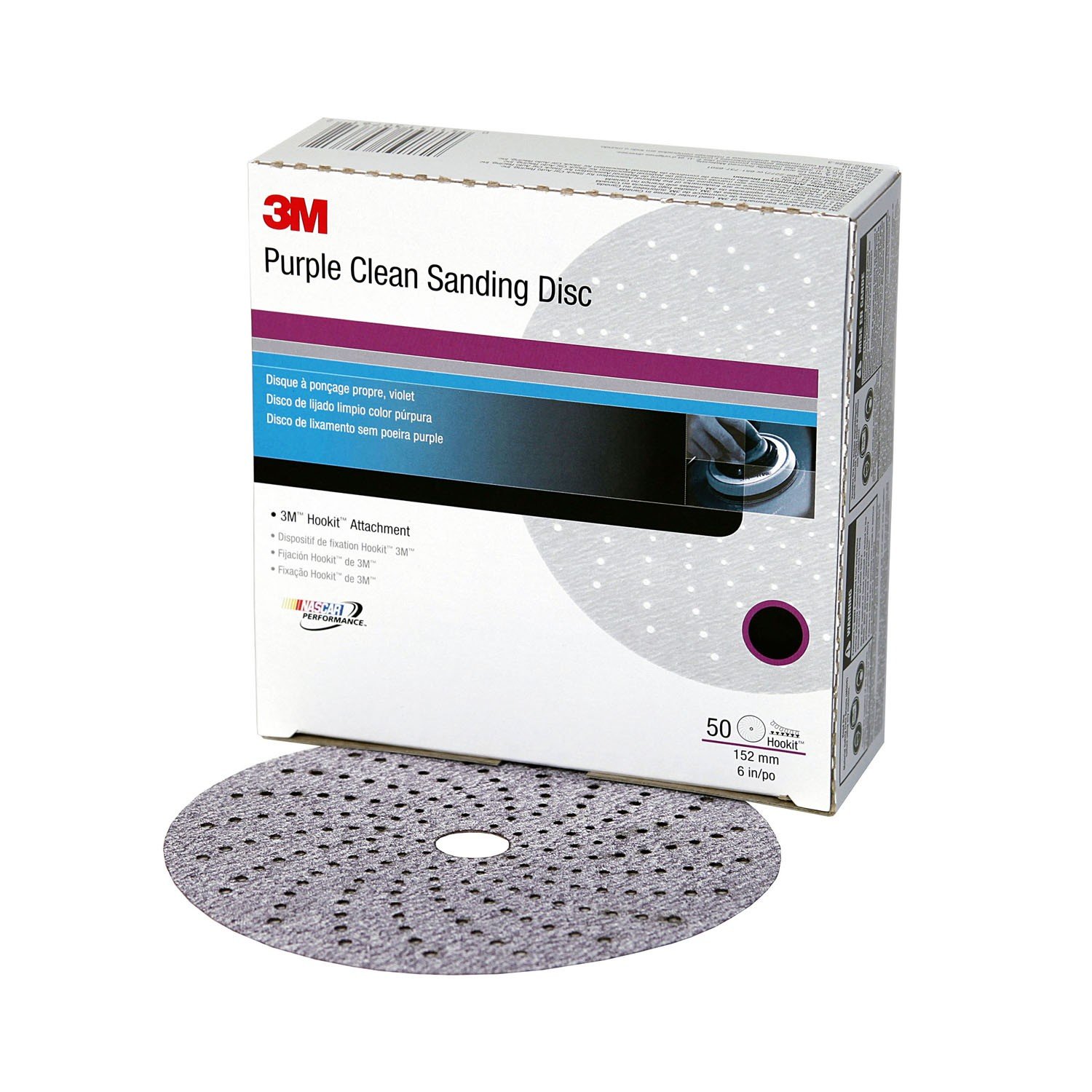 3M Hookit Purple Clean Sanding Abrasive Disc 30761, 6 in, 600+ Grade, Pack of 50 Discs, Virtually Dust-Free, High Performance, Long Lasting, Multi-Hole Pattern, Feather Edging, Stock Removal