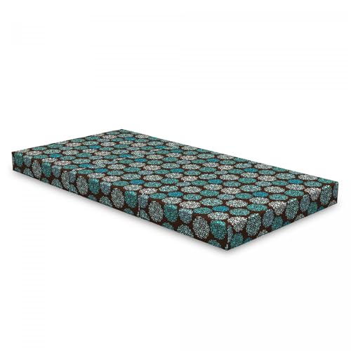 Ambesonne Brown and Blue Foldable Mattress, Dots and Circles, 74.8" x 39.4", Brown Turquoise White