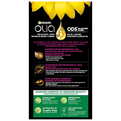 Garnier Hair Color Olia Ammonia-Free Brilliant Color Oil-Rich Permanent Hair Dye, 5.3 Medium Golden Brown, 2 Count (Packaging May Vary)