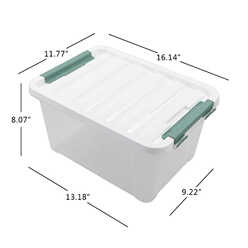 Utiao 20 Quart Clear Plastic Bin with Lid, Latching Storage Box, 6 Packs