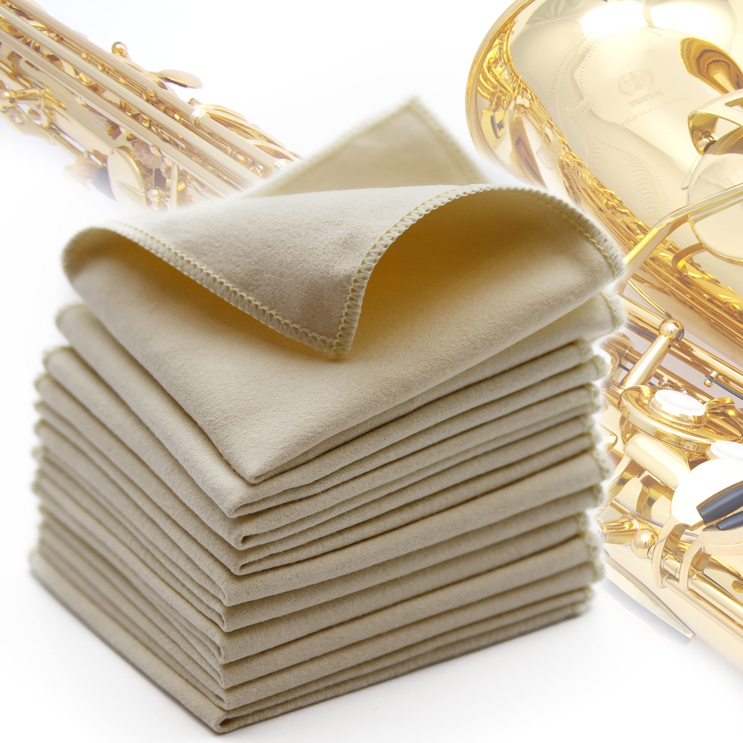 AAwipes Sax Cleaning Cloths (10 Pack, Yellow, 7.5"x7.5", Individually Packaged) Microfiber Cloths for Music Instruments, Guitar, Flute, Clarinet, Piano, Violin, Glasses, Tablets & More (HCG-7.5-Y)