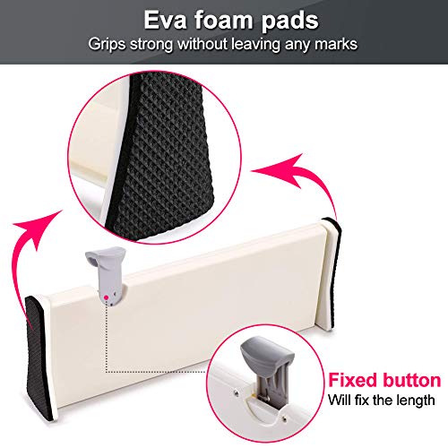 Drawer Dividers Organizer 9 Pack, Adjustable Separators 4" High Expandable from 11-17" for Bedroom, Bathroom, Closet, Clothing, Office, Kitchen Storage, Strong Secure Hold, Foam Ends, Locks in Place