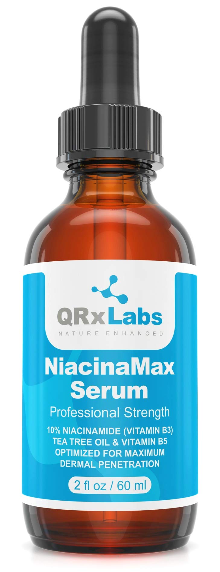NiacinaMax Serum with 10% Niacinamide (Vitamin B3), Tea Tree Oil, Calendula Extract, Allantoin and Vit. B5 & E – Enhanced Dermal Penetration – Shrinks Pores & Reduces Blemishes on Skin – 2 oz / 60 ml