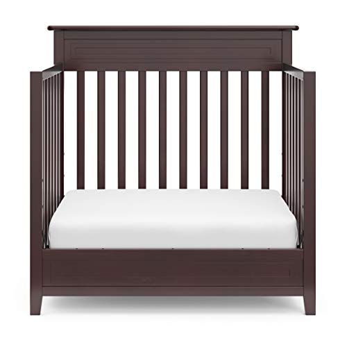 Storkcraft Petal 5-in-1 Convertible Mini Crib with Mattress, Espresso