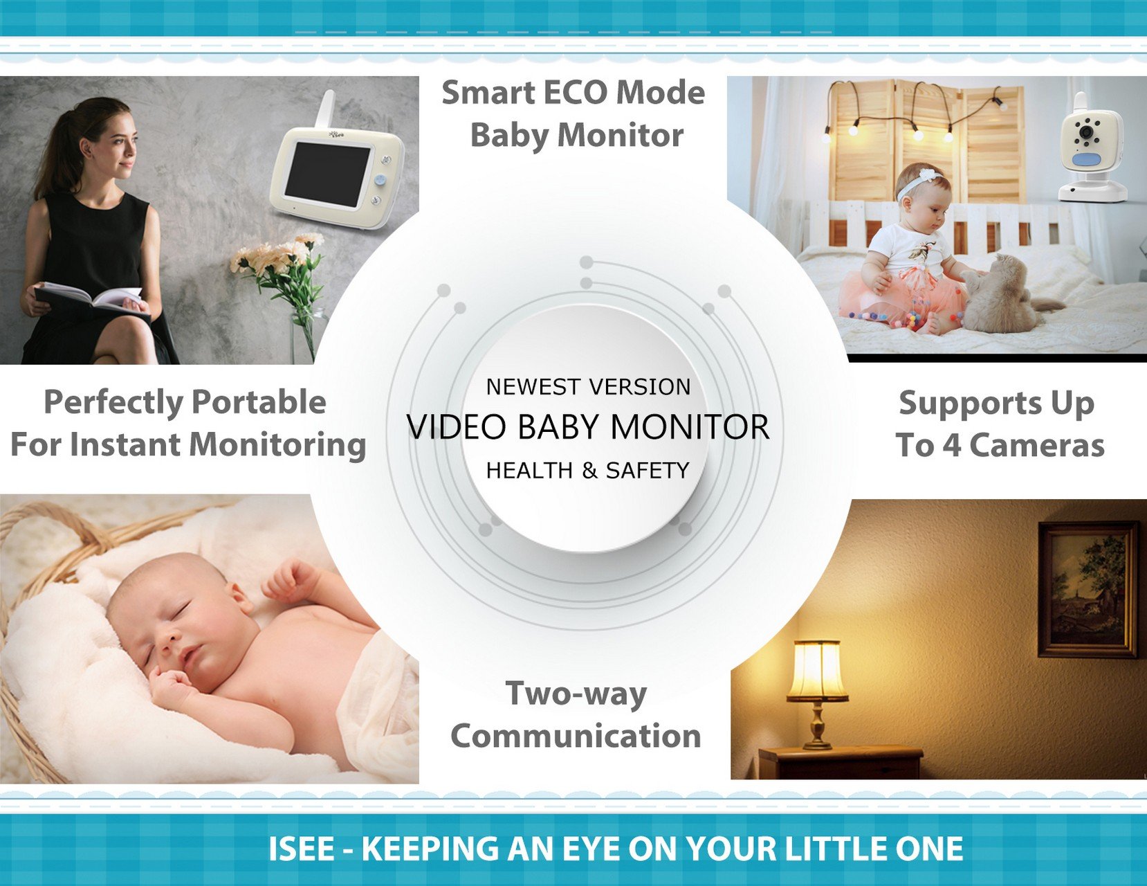 ISEE Long Range Video Baby Monitor - 3.5" HD Color Display, Night Vision, Temperature Monitoring, 960ft Range, Two-Way Audio - Perfect for New Parents