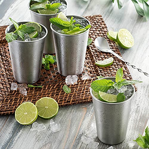 YOLCAR 6 Pack 8 oz Stainless Steel Kids Cups, Children's Pint Cups, Stackable Metal Cups, Shatterproof Drinking Glasses