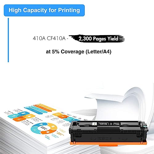 TRUE IMAGE Compatible Toner Cartridge Replacement for HP 410A CF410A CF410X 410X Color Pro MFP M477fnw M477fdw M477 M452dn M452nw M477fdn M452dw M452 M377dw Printer Ink (Black, 2-Pack)