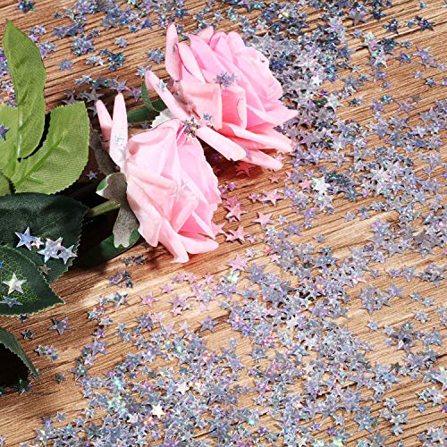 HESTYA 60 g Star Confetti Glitter Star Table Confetti Metallic Foil Stars for Party Wedding Festival Decorations (Glitter Silver, 10mm and 6mm)