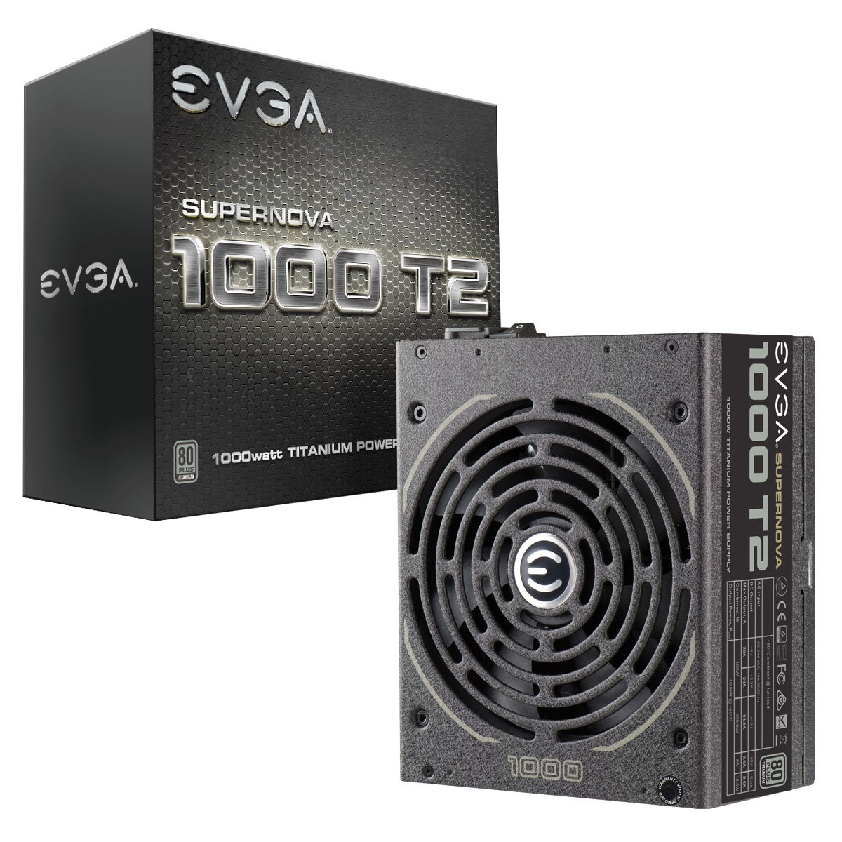 EVGA SuperNOVA 1000 T2, 80+ TITANIUM 1000W, Fully Modular, EVGA ECO Mode, 10 Year Warranty , Includes FREE Power On Self Tester, Power Supply 220-T2-1000-X1
