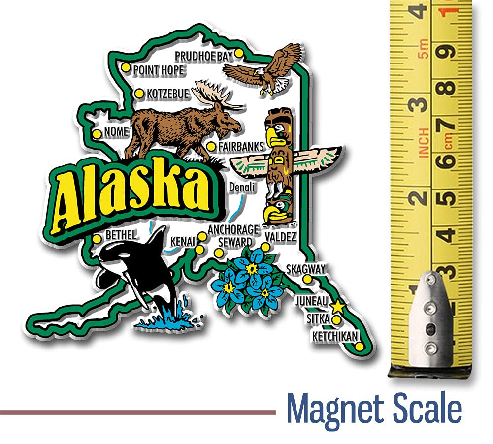 Alaska Jumbo State Magnet by Classic Magnets, 3.8" x 3.7", Collectible Souvenirs Made in The USA
