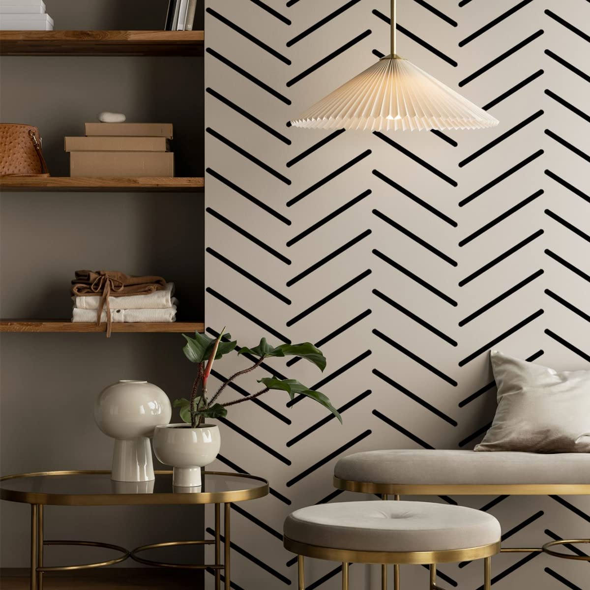 480 Pieces Line Wall Decals Boho Line Wall Stickers Abstract Wall Art Decor Black Line Wall Stickers Removable Peel and Stick Modern Stickers for Nursery Kids Room Farmhouse Decor