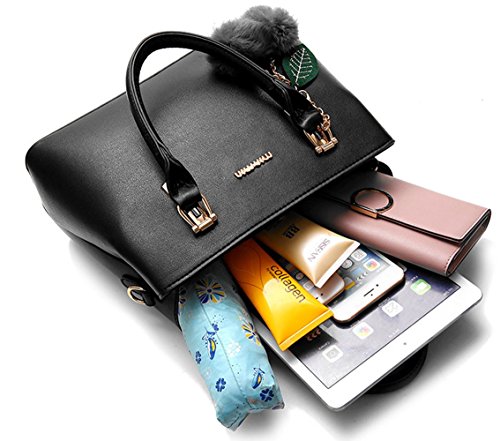 Dreubea Women's Leather Handbag Tote Shoulder Bag Crossbody Purse Pink