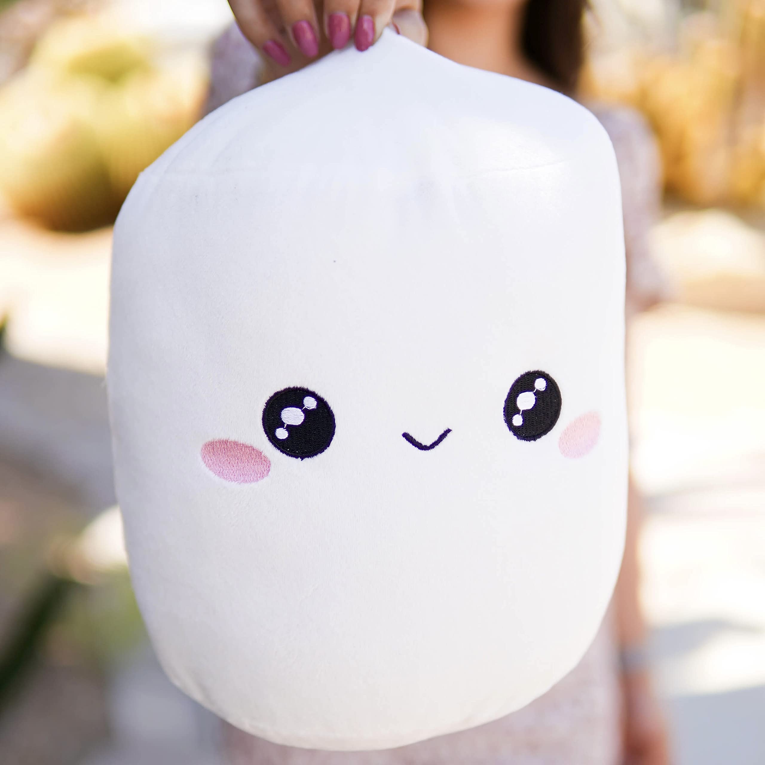 ABC Marshmallow Plushie 10 Inch White Emoji Cute Face Expression Food Plush Toy with Squishy Soft Stuffing