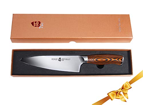 TUO Chef Knife- Kitchen Chefs Knife - High Carbon German Stainless Steel Cutlery - Rust Resistant - Pakkawood Handle - Luxurious Gift Box Included - 7 - Fiery Phoenix Series