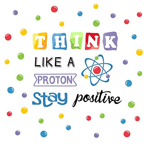 IARTTOP Science Wall Decal, Stay Positive Colorful Polka Dots Stickers, Inspirational Saying Laboratory Educational Decals, Chemistry Proton Wall Art For Nursery Middle Schoo Classroom Wall Stickers Decorations