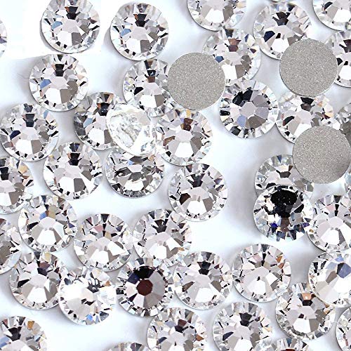 Onwon 1440 SS20 / 4.8mm Clear Crystal Flat Back Brilliant Round Rhinestones Glass Stones Glitter Gems Transparent Faux Diamond (Clear)