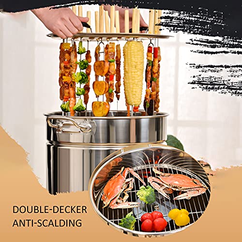AIZYR Stainless Steel Charcoal Grill - Portable Smokeless Grill with BBQ Accessories Kit for Outdoor Cooking Camping Picnics,40 * 40cm