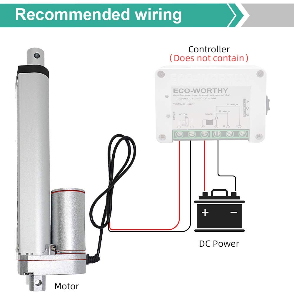 ECO-WORTHY Heavy Duty 330lbs/1500N Solar Tracker Linear Actuator Multi-Functions with Mounting Brackets (12V, 8") IP54 Waterproof Linear Motion Actuator