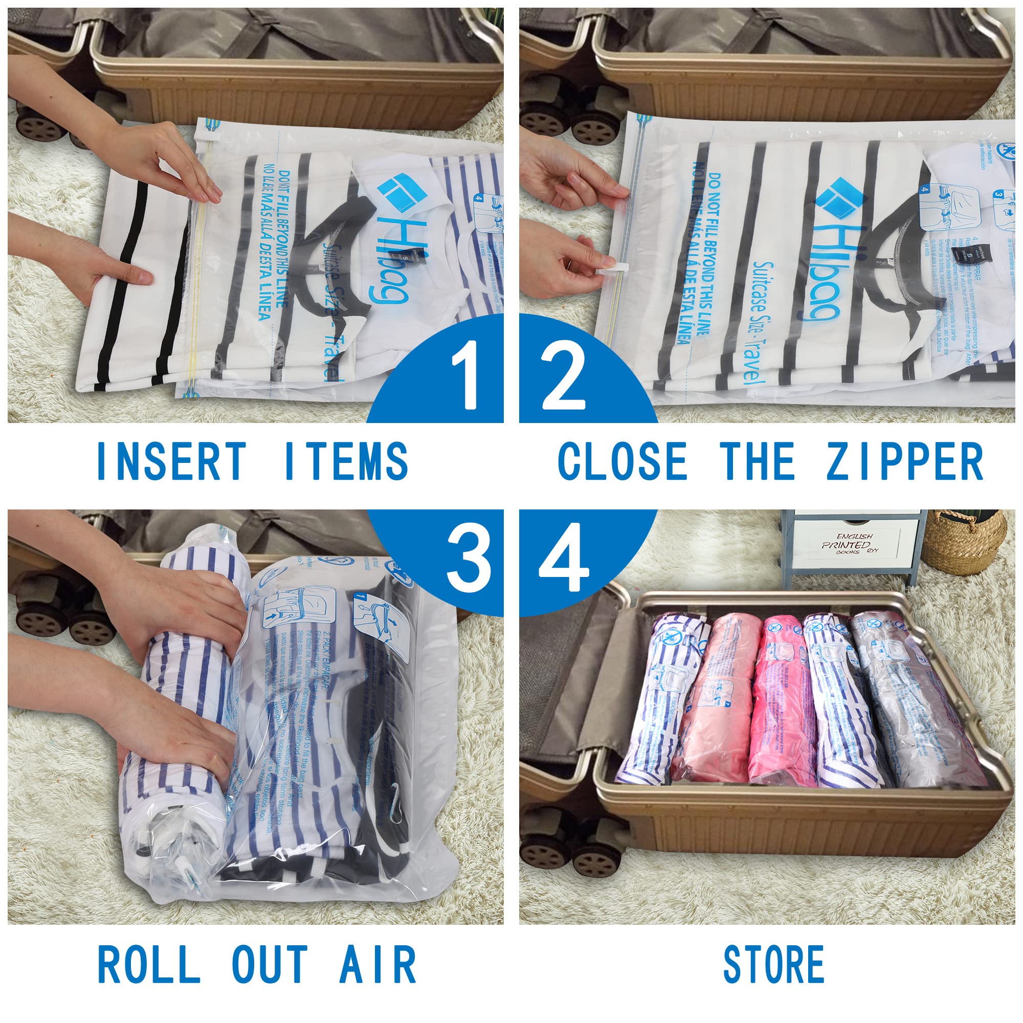 HIBAG Vacuum Storage Bags, Space Saver Vacuum Seal Storage Bags 20-Pack Sealer Bags for Clothes, Clothing, Bedding, Comforter, Blanket (20C)