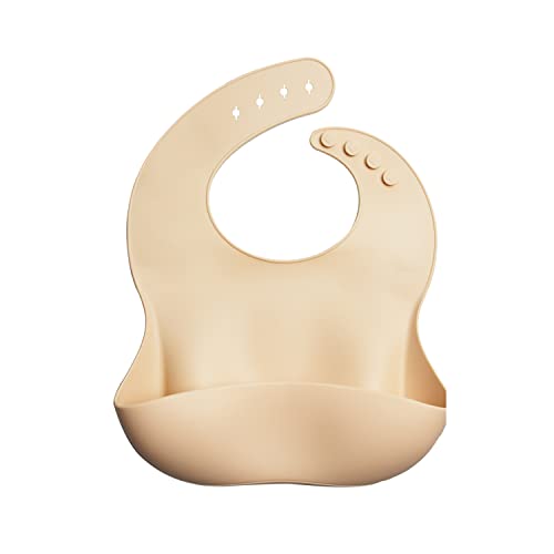 Tenmon Silicone Baby Bibs, Silicone Bibs for Babies Toddlers Girls and Boys, Soft Adjustable Waterproof Bibs, Baby Feeding Bibs (Natural)
