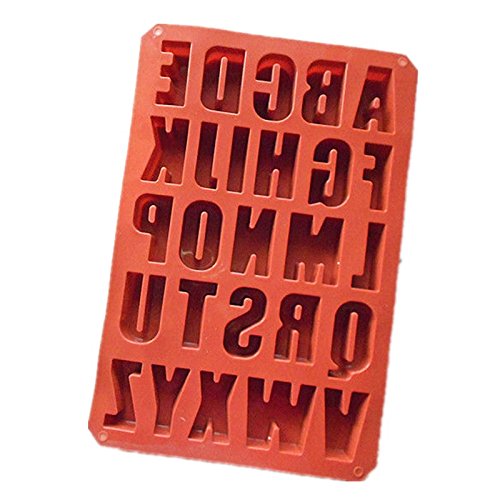 Allforhome 26 Cavities Alphabet Silicone Chocolate Making Molds Cake Pans Handmade Soap Molds Biscuit Resin Clay Craft Art DIY Cake Decorating Molds Ice Cube Tray