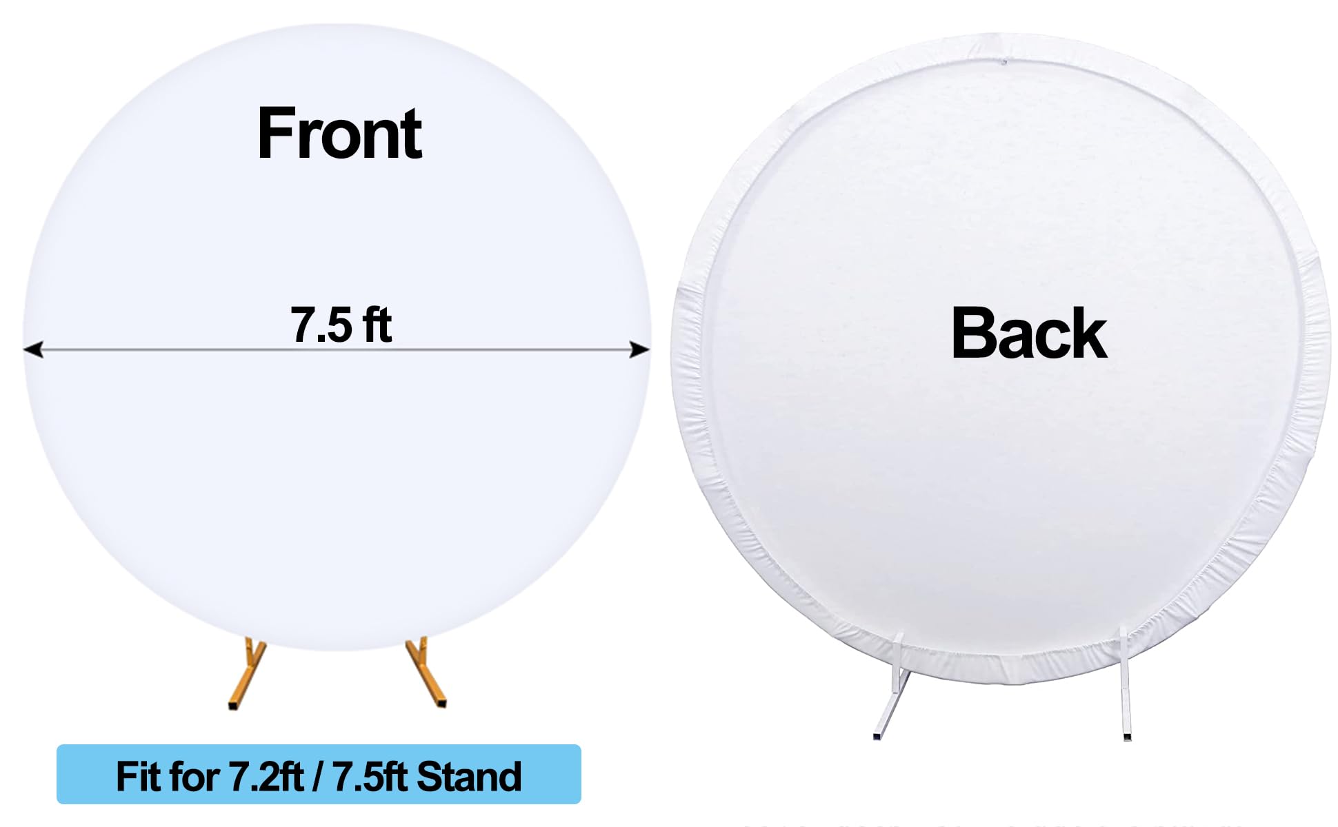 7.5ft White Round Backdrop Covers for Arch Circle Stand, Wrinkle Resistant Background Cover for Birthday Party Wedding Baby Shower Decoration