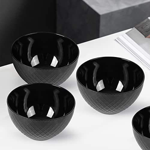afcevnlb Unbreakable Melamine Bowls 26 OZ Dishwasher Safe BPA Free Black Bowl Dessert Bowls for Serving Soup, Oatmeal, Pasta and Salad (Set of 4)