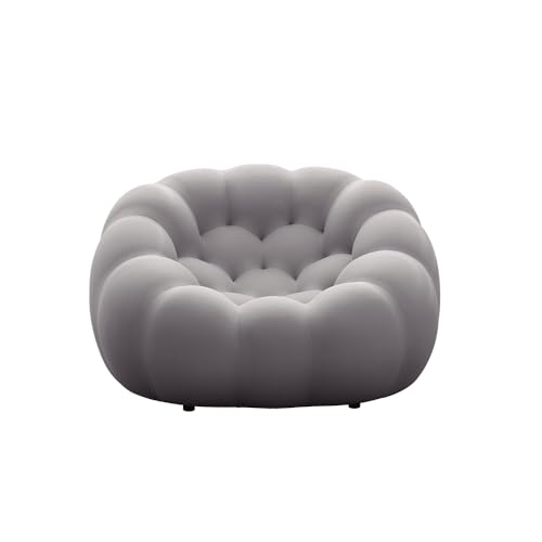 WILLIAMSPACE 47" Curved Sofa Couch Single Sofa Chair, Luxury Bubble Lazy Floor Sofa Chair, Overall Shaped Chair Couch with 3D Textile Material for Apartment (Grey)