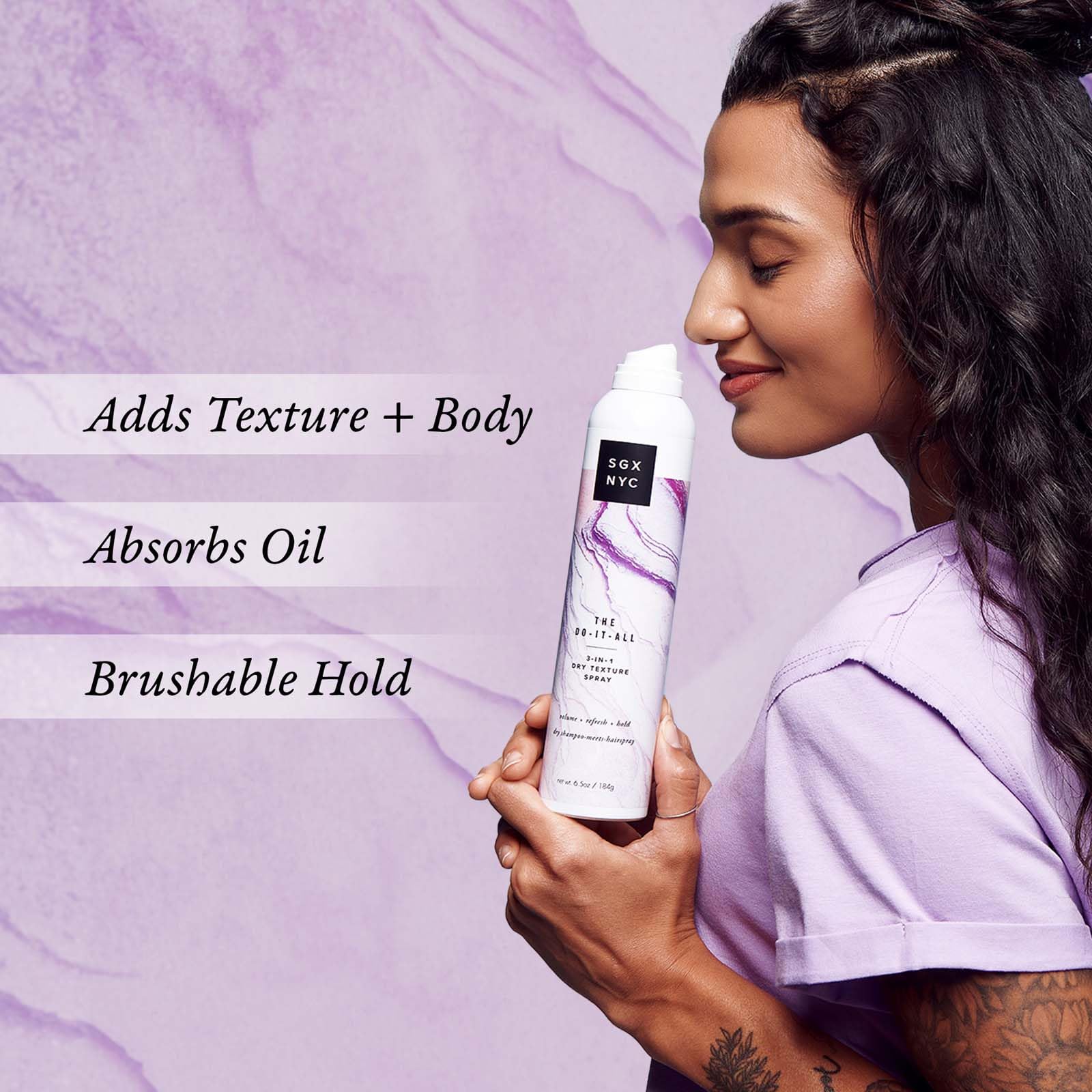 SGX NYC Dry Texture Spray - 3-in-1 Versatile Dry Shampoo and Hairspray for Refreshed Hair - 6.5 oz - UV Protection, Paraben Free, Vegan Friendly, Cruelty Free