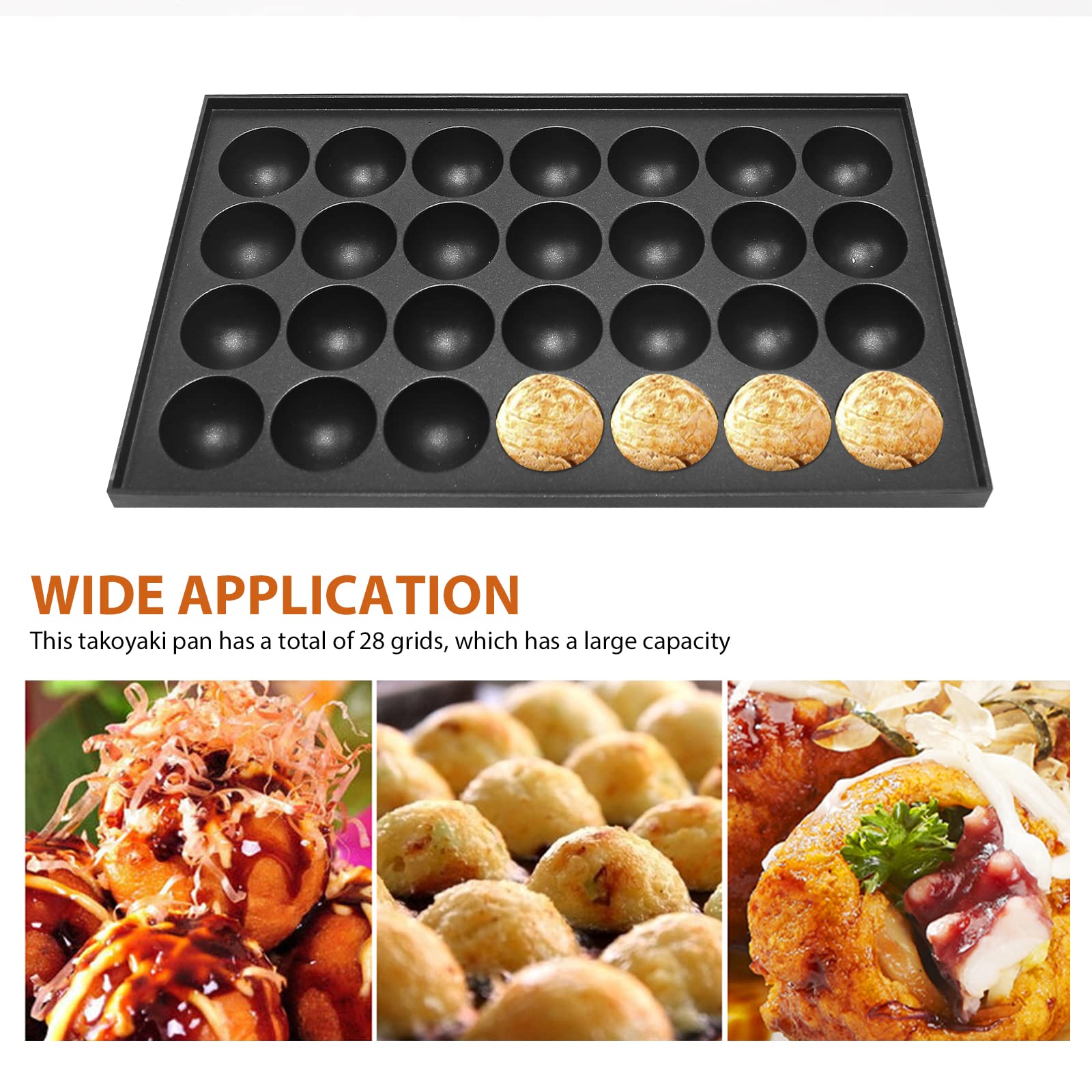 Anxingo Takoyaki Pan - 28 Hole Takoyaki Maker Baking Pan 1.5" Half Sphere Takoyaki Maker for Baking Cooking,Aluminium