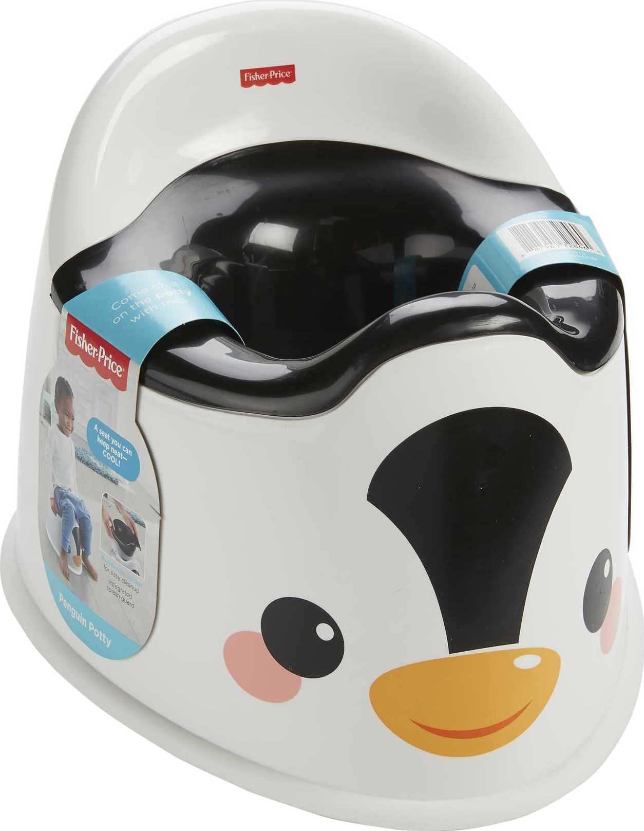 Fisher-Price Toddler Toilet Penguin Potty Training Seat, Portable Chair with Handles for Kids and Removable Bowl