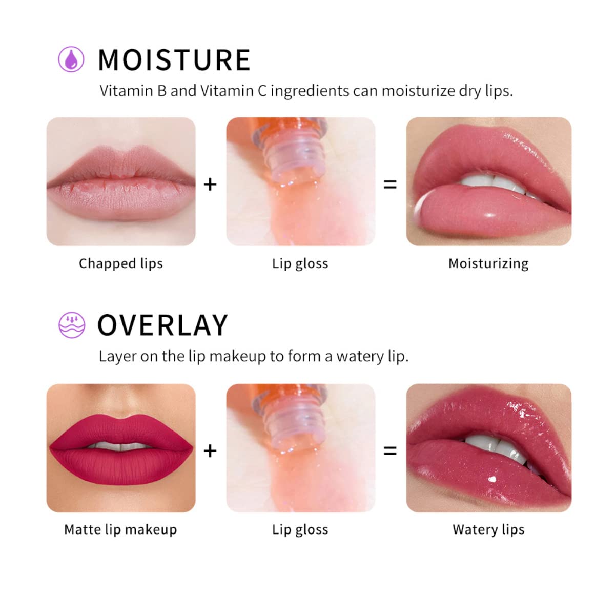 6 Pieces Lip Gloss Kit, Glossy Mirror Clear Lip Glaze Kit, Moisturizing Lip Tint Kit, Summer Makeup Glossy Lip Gloss for Young Girls
