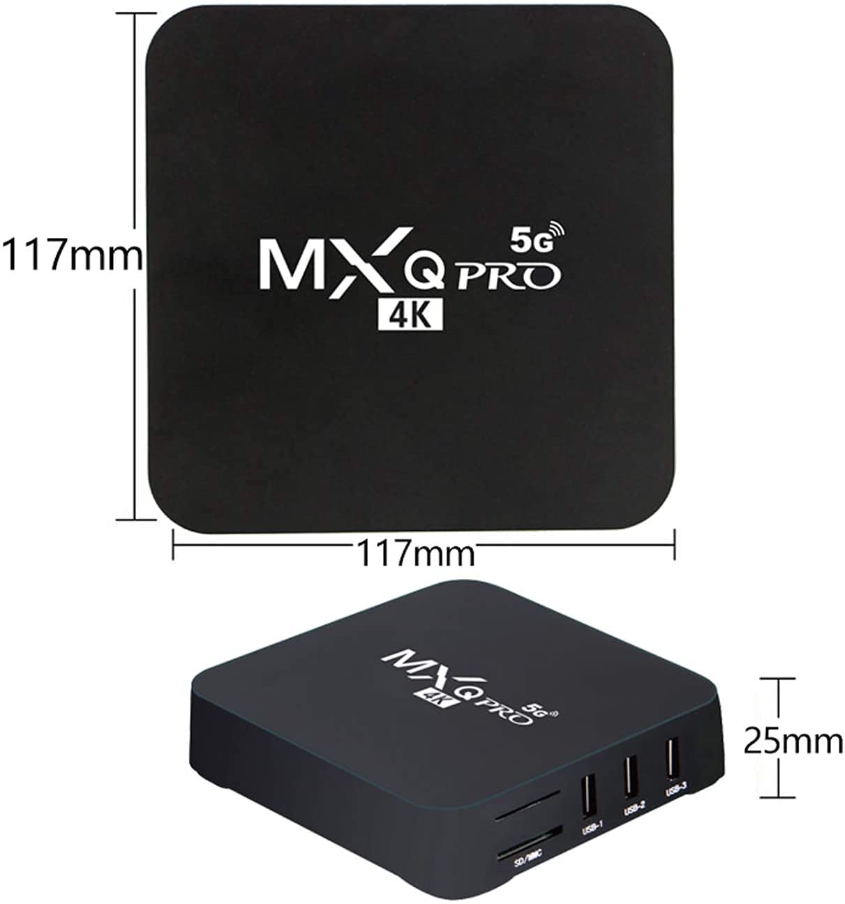 MXQ Pro 5G with Air Mouse & Voice Control 2024 Upgraded Android 13.1 Version Ram 2GB ROM 16GB TV Box H.265 HD 3D Dual WiFi 2.4G/5.8G Quad Core Android Smart TV Box