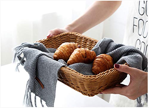 Teng Lang 12" Wicker Bread Basket, Woven Tabletop Food Fruit Vegetables Serving, Restaurant Serving Basket (12X8X4 inch)