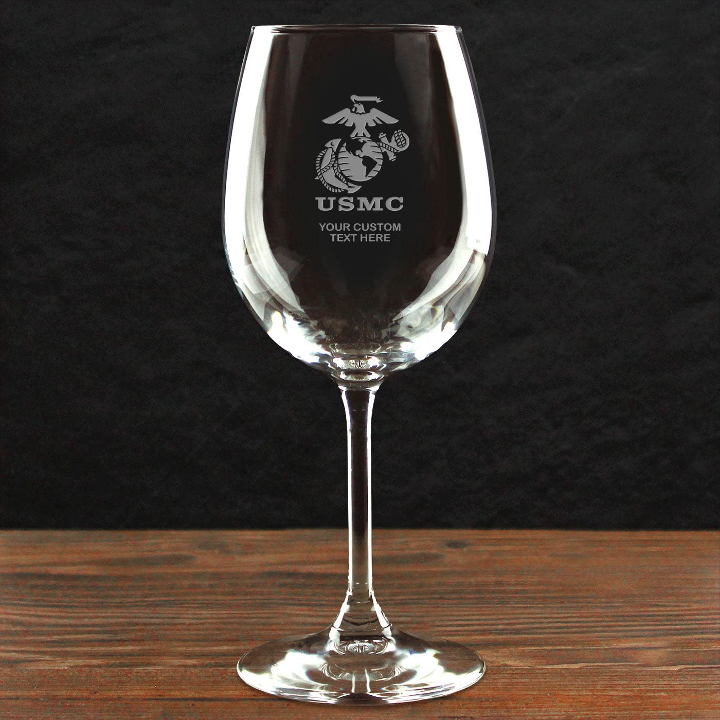 7.62 DESIGN U.S. Marine Corps Eagle Globe & Anchor Personalized 16 oz. Wine Glass