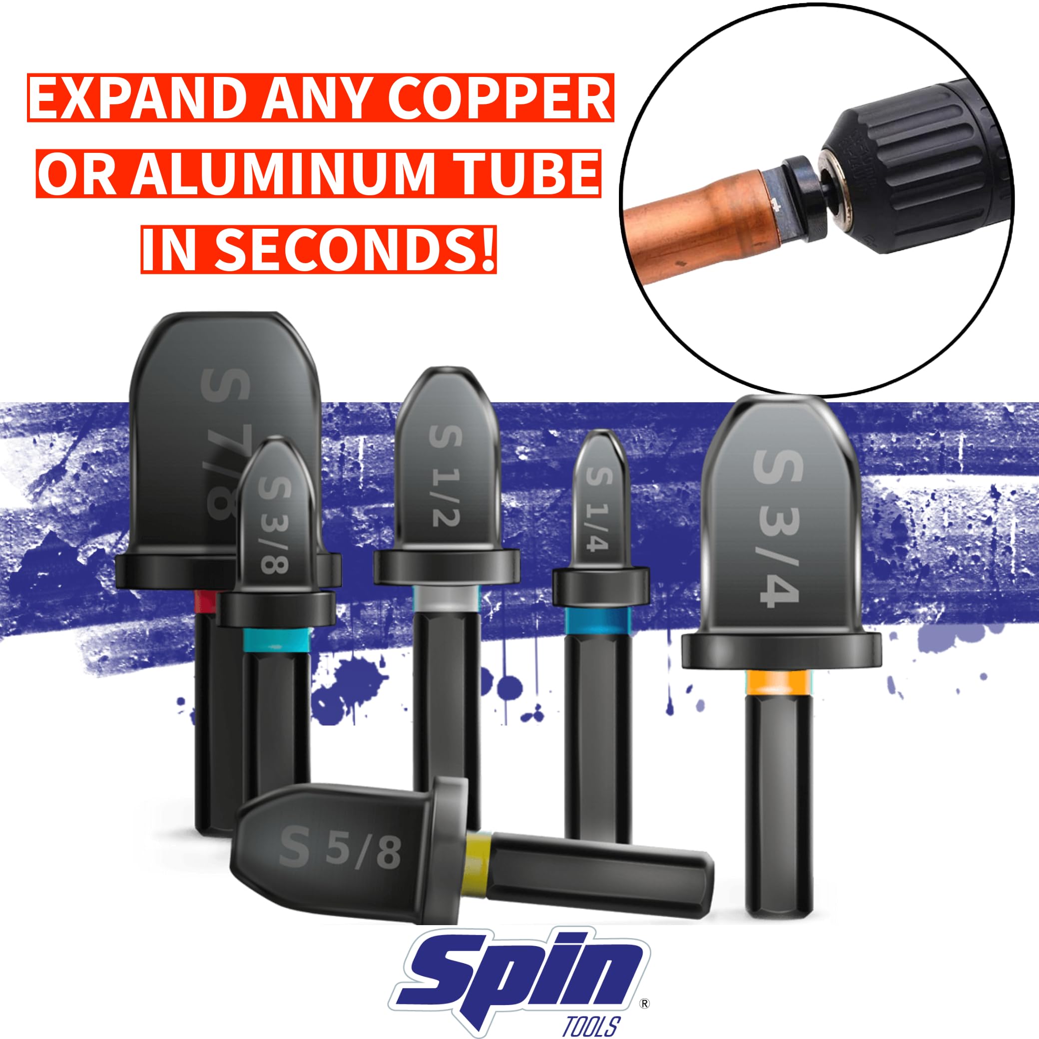SPIN F6000 6-Piece Drill Bit Flaring Set 1/4, 3/8, 1/2, 5/8, 3/4, 7/8-Inch