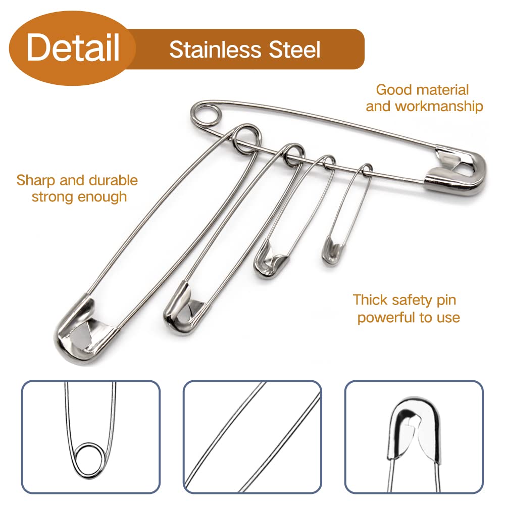 Tkiaea 3 Inches Large Safety Pins Heavy Duty, Pack of 50, Big Safety Pins, Safety Pins Bulk, Stainless Steel Safety Pins(Large Size)