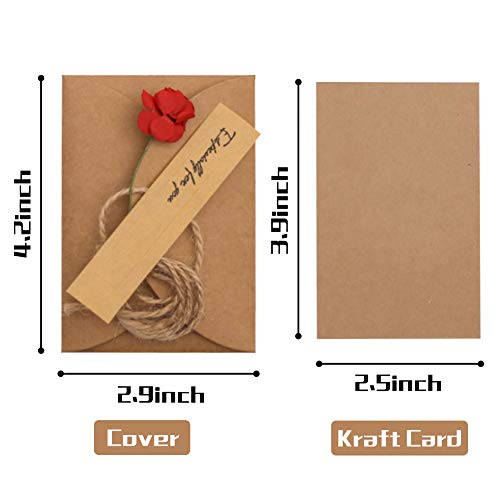 JOHOUSE Holiday Cards Dried Flowers Greeting Cards, 50PCS Handmade Vintage Kraft Blank Note Card Thank Notes, Mothers Day Cards Bulk, Happy Spring Cards