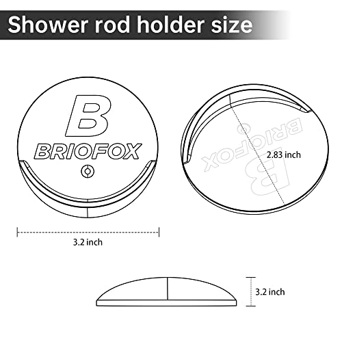 BRIOFOX Shower Curtain Rod Holder 3M Adhesive | Heat Resistant | Waterproof | Max Load 60 lbs Shower Rod Retainer for Wall, 2 Pack, Transparent (Rod Not Included)