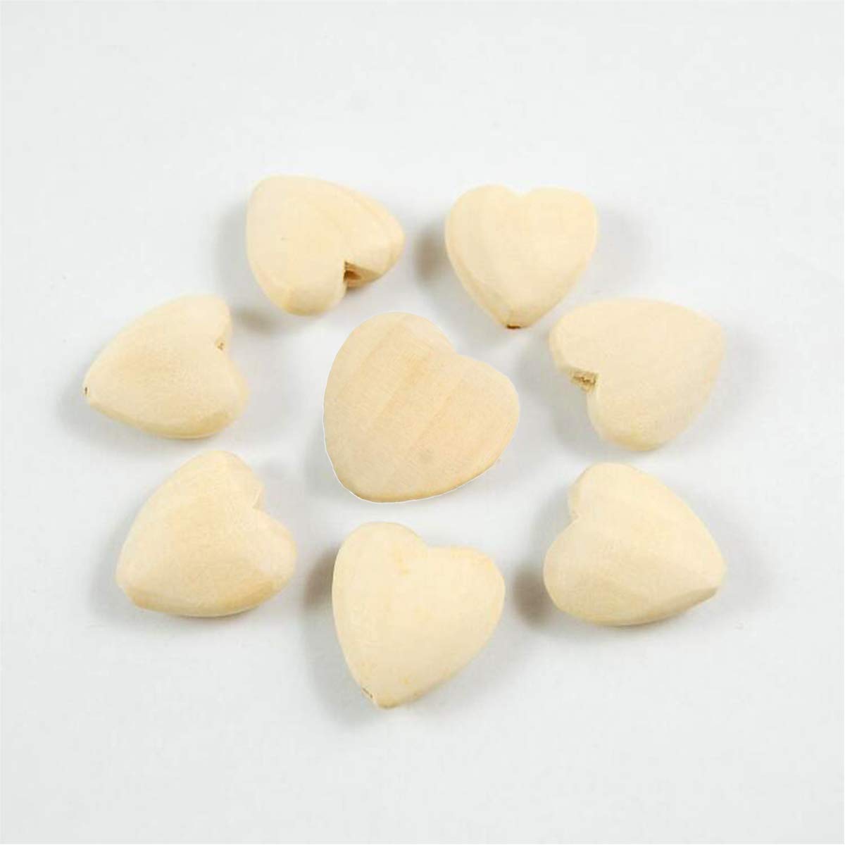 50pcs Natural 20mm Unfinished Wood Hearts Beads with Holes Eco-Friendly Wooden Handing Materials DIY Beading Craft Accessories (Heart Beads 50pcs)