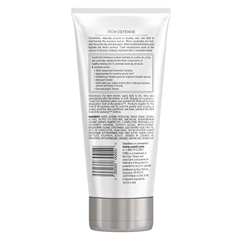 Curél Itch Defense Calming Body Lotion, Moisturizer for Dry, Itchy Skin, Body and Hand Lotion, 6 Ounce, with Advanced Ceramide Complex, Pro-Vitamin B5, Shea Butter
