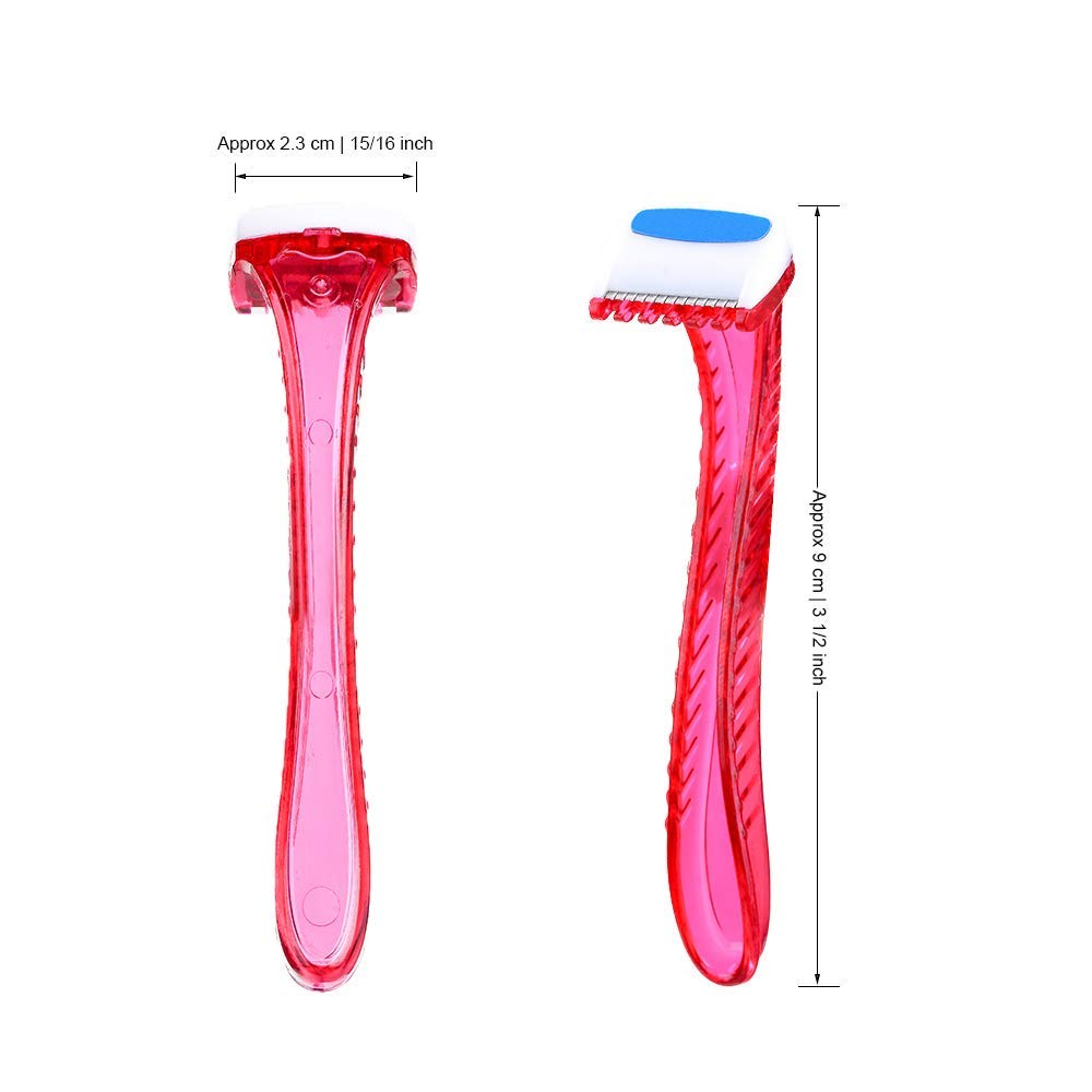 6 Pack Durable Travel Accessories Women Bikini Line Razors Shaver Pubic Hair Removal Beauty Razor Disposable Shavers with Lubricating Sheet