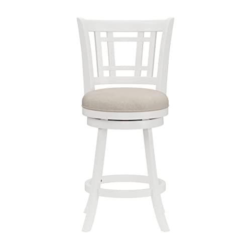 Hillsdale Fairfox Swivel Rectangular Lattice Back, Counter Stool, White