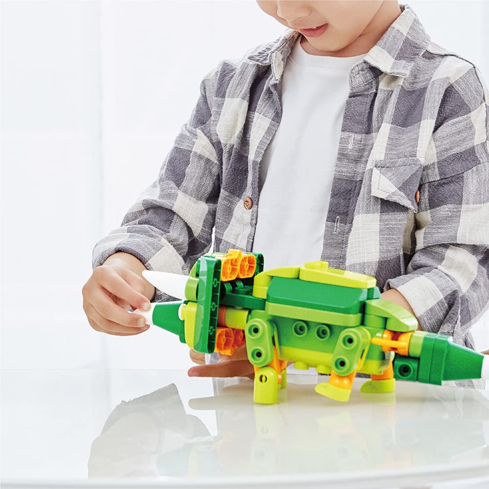BOTZEES GO! Dinosaur Robots for Kids, Building and Electric Remote Control Toys, STEM Learning Toys for Kids Ages 3+, Boys Toys, with RC Magic Stick, Dinosaur Toys, App Based