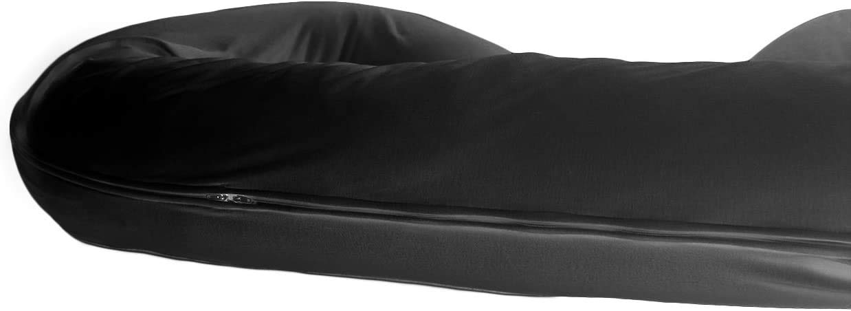 Betty Dain Stretch Jersey Pregnancy/Maternity Pillowcase C-Shape Compatible, Pillowcase Replacement, 100% Cotton Stretch Jersey, Dual Zippers, Stretch Fabric, Machine Washable, 60 x 25 in., Black