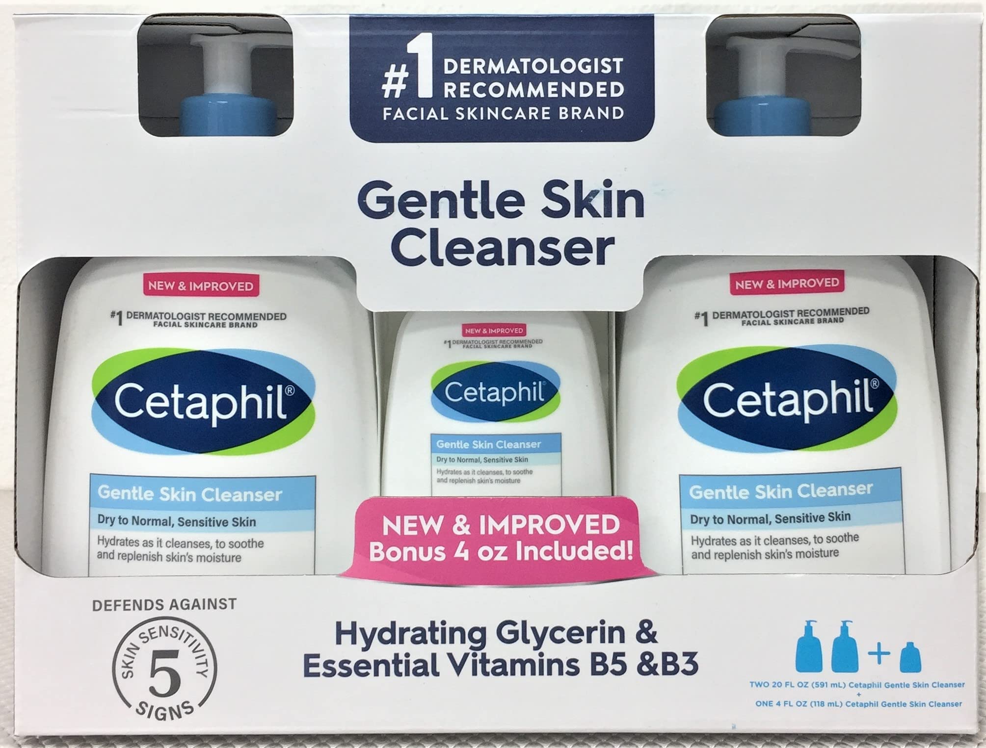 Cetaphil Gentle Skin Cleanser 2/20oz 4oz Bonus